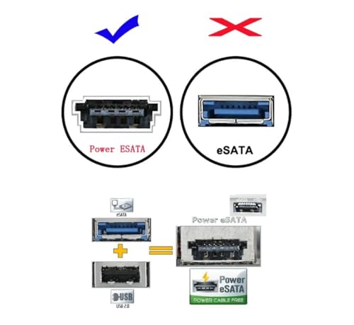 chenyang Power eSATA Cable,Power eSATA to SATA 22Pin Data Transfer Extension Cable Support 5V/12V Power for 2.5"/3.5" Hard Disk Drive 50cm