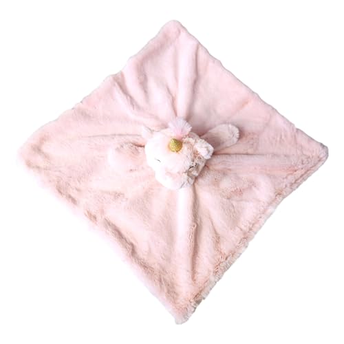 SONA G DESIGNS Unicorn Lovey Lovie Security Blanket with Rattle -Can be Custom Personalized (Pink Unicorn with Embroidered Name)