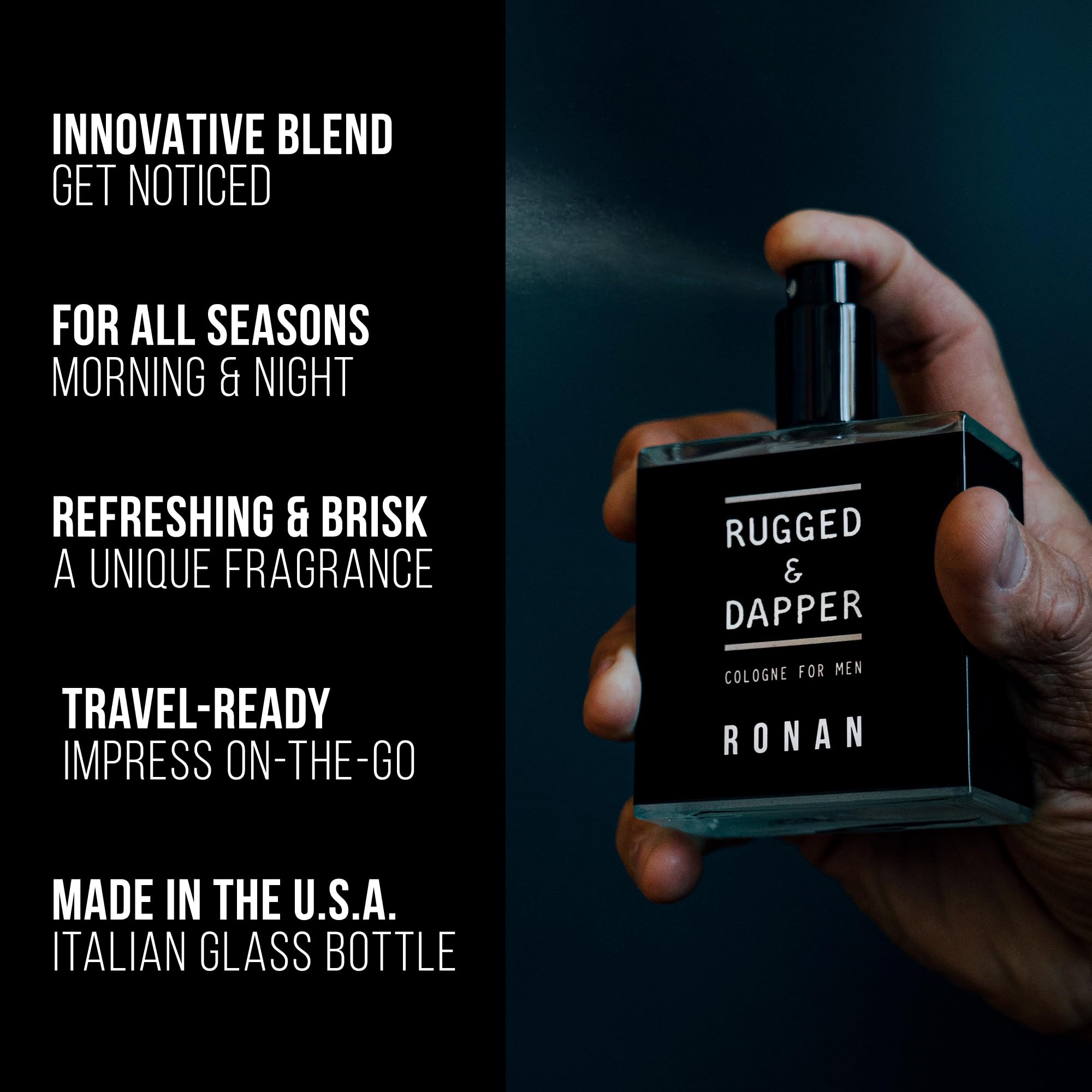 RUGGED & DAPPER RONAN Mens Cologne, Best Rated Cologne for Men, Invigorating Cologne Men Wear with Confidence, the Best Mens Cologne & Perfume for the Modern Man, Spray 3.4 oz