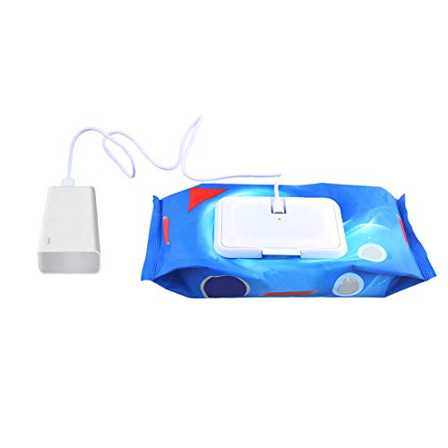 Wipe Warmer USB Portable Baby Wipes Heater Thermal Warm Wet Towel Car Mini Tissue Paper Warmer Napkin Heating Box Cover (White)