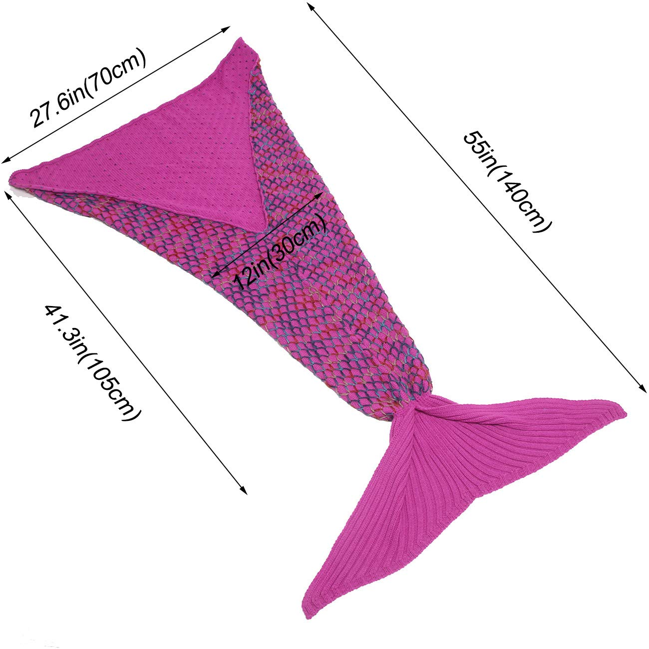 AmyHomie Mermaid Tail Blanket, Soft Crochet Sleeping Bag Blanket for Kids Adults, Mermaid Gift for Girls(Rainbow,Kids)