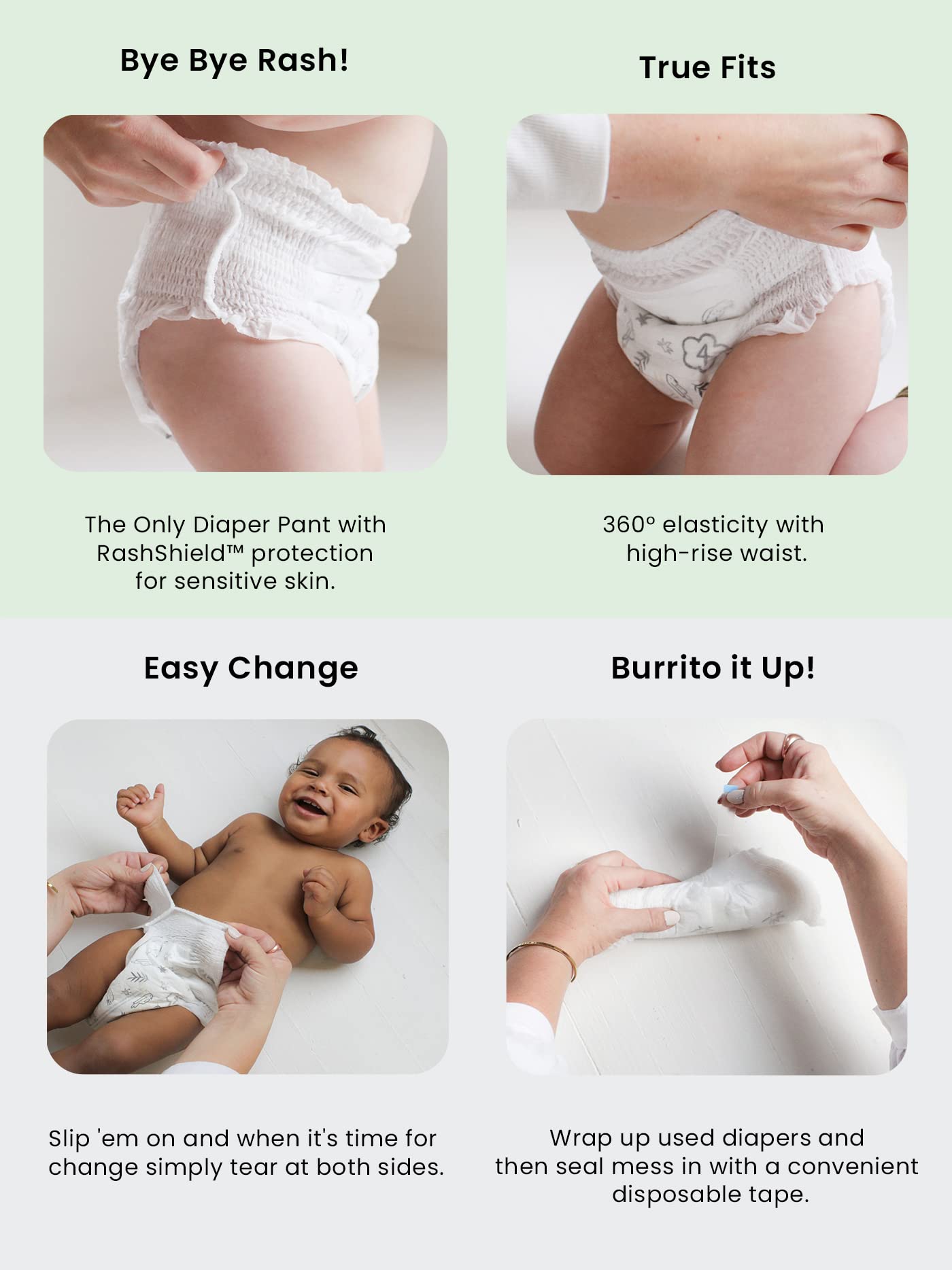 Parasol Clear+Dry™ Diaper Pants | Natural Training Diaper | Pure Ingredients, Water Based Ink, Non-Woven Fabric with Dermatest Excellent Seal | Rash Protection Diaper Set, Size 5 (26+ lbs.) 24 Count