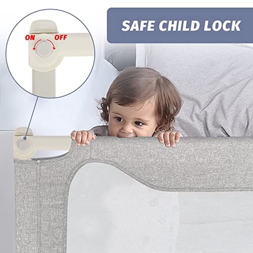 FAMILL Upgrade Bed Guard Rail for Full Size Queen King Twin Bed for Toddlers and Baby (Grey,1 Piece, 78.7")