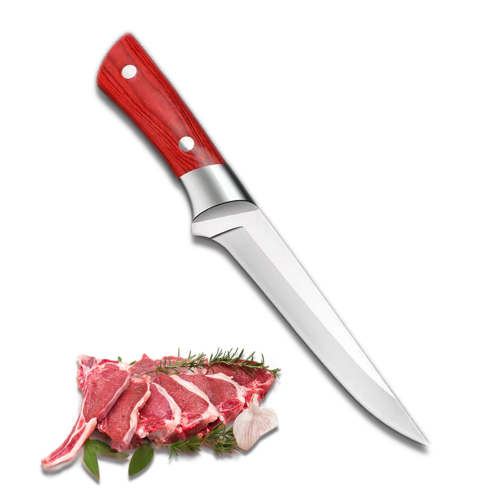 Magicorange Boning Knife, 5.7 inch Sharp Stainless Steel Kitchen Knife Fillet Knife for Meat, Fish, Poultry, Full Tang, Ergonomic Handle (Boning Knife)