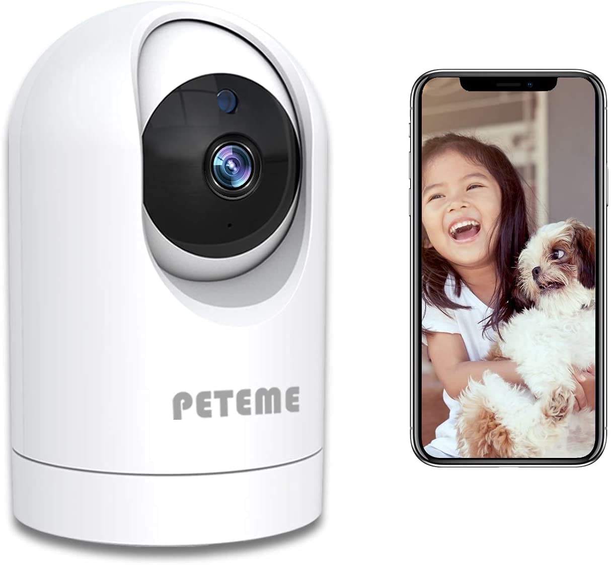 Peteme Video Baby Monitor with Camera and Audio, Baby Monitor 1080P Indoor WiFi Security Camera with Motion Detection Night Vision 2-Way Audio,Monitor Baby/Elder/Pet