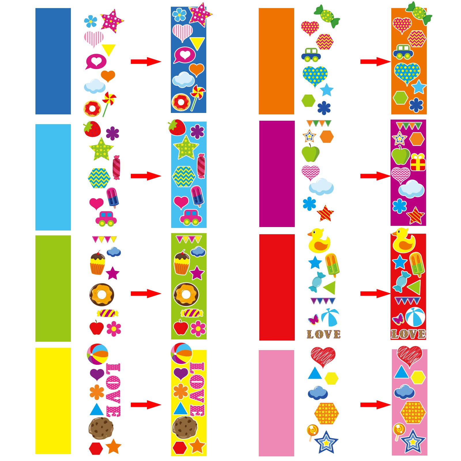 48Pcs Bookmarks Craft for Preschool Kids,DIY Bookmarks Art Craft Kit with Multi Stickers Home Classroom Indoor Game Activities Gift Favor