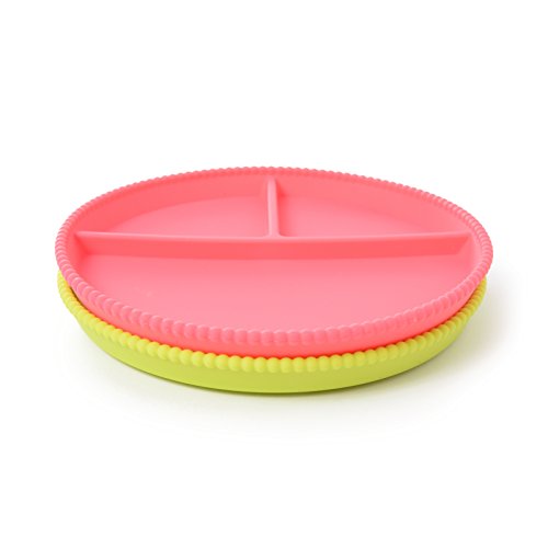 Chewbeads Silicone Divided Plates - Set of 2 - Non Slip Toddler and Baby Plates - Dishwasher, Microwave & Freezer Safe Silicone Plates for Baby - 100% Silicone, BPA Free & Phthalate Free