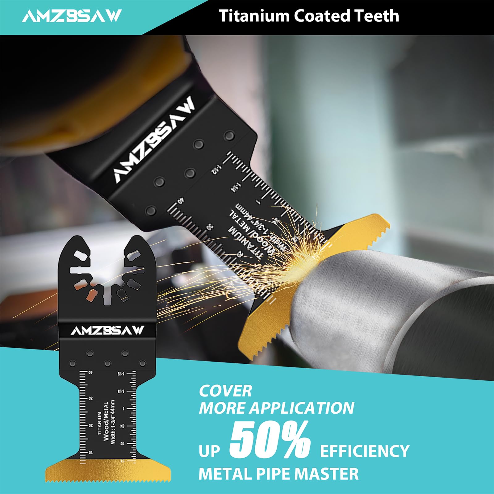AMZBSAW 110PCS Oscillating Saw Blades Set, Professional Oscillating Tool Blade for Soft Metal Wood Plastics, Quick Release Multi Tool Blades Kits for Oscillating Tool Accessories