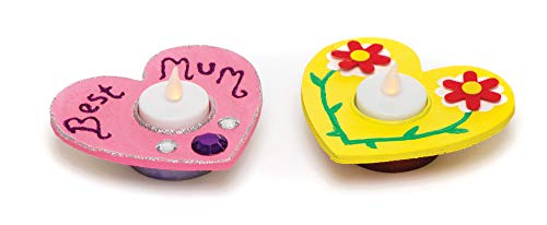 Baker Ross EM1183 Heart Shaped Tealight Holders - Pack of 4, Wooden Arts and Craft Kit for Kids, Design and Paint Yourself, Ideal Home or School Activity, White