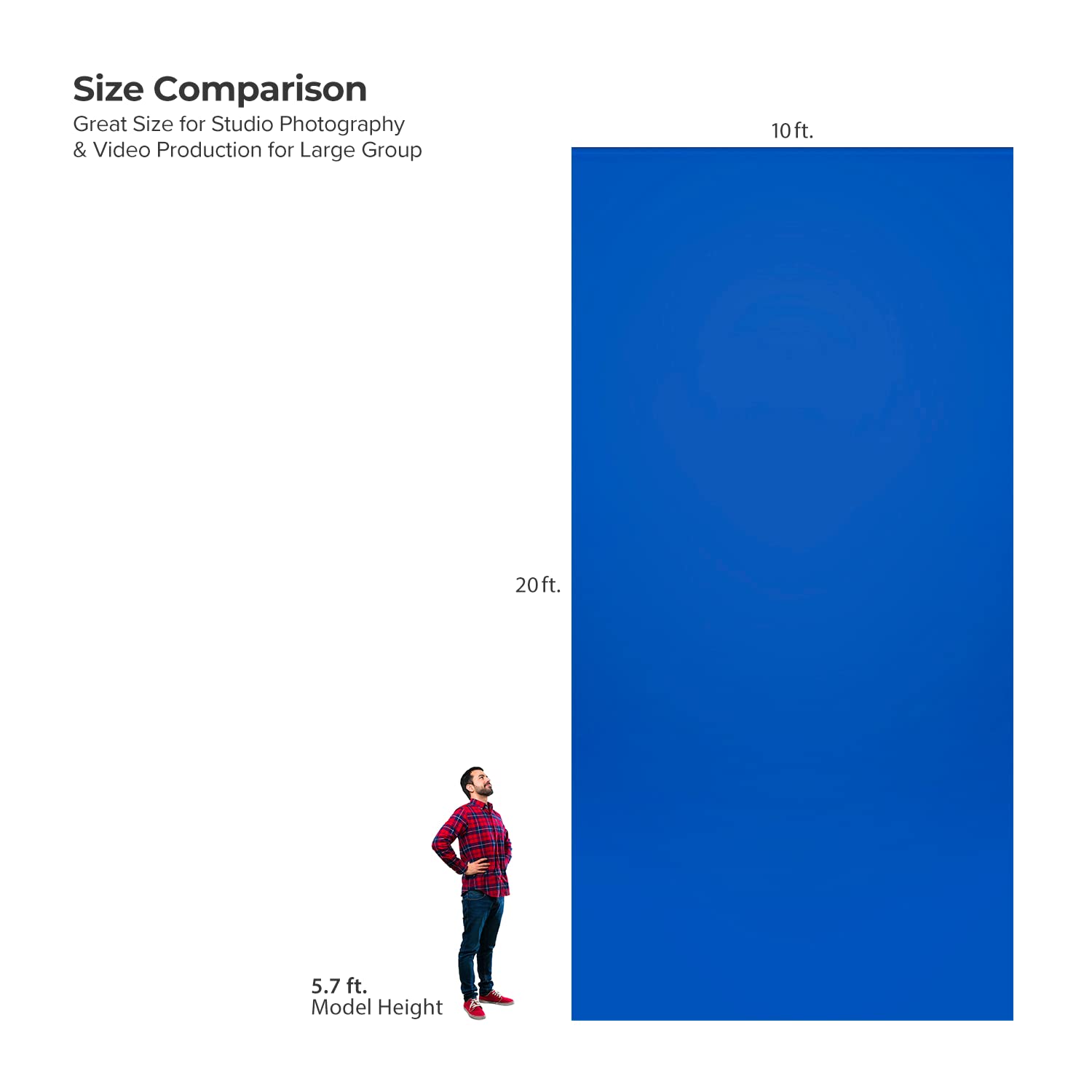 LimoStudio (Large Heavy Duty) 10 x 20 ft. Blue Backdrop Screen, Studio Background A+ Grade Silk Texture Premium Thick Synthetic Fabric >150GSM, Solid Chromakey Blue for Clean Delicate Edge, AGG2978
