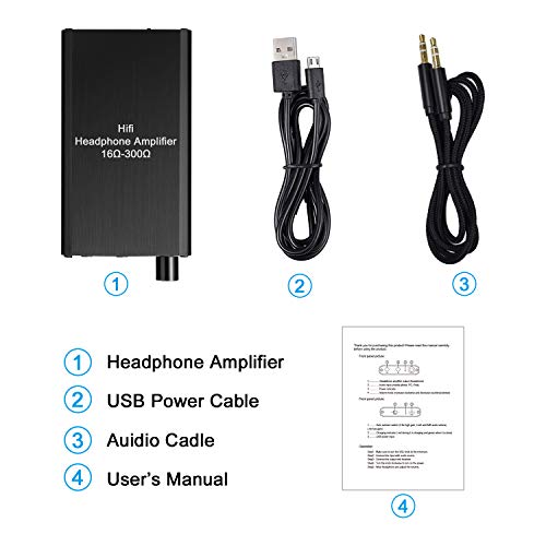 Headphone Amplifier Portable 3.5 mm Audio Amp with Lithium Battery for MP3, MP4, Tablets, Smart Phone, Digital Player, Computer PC