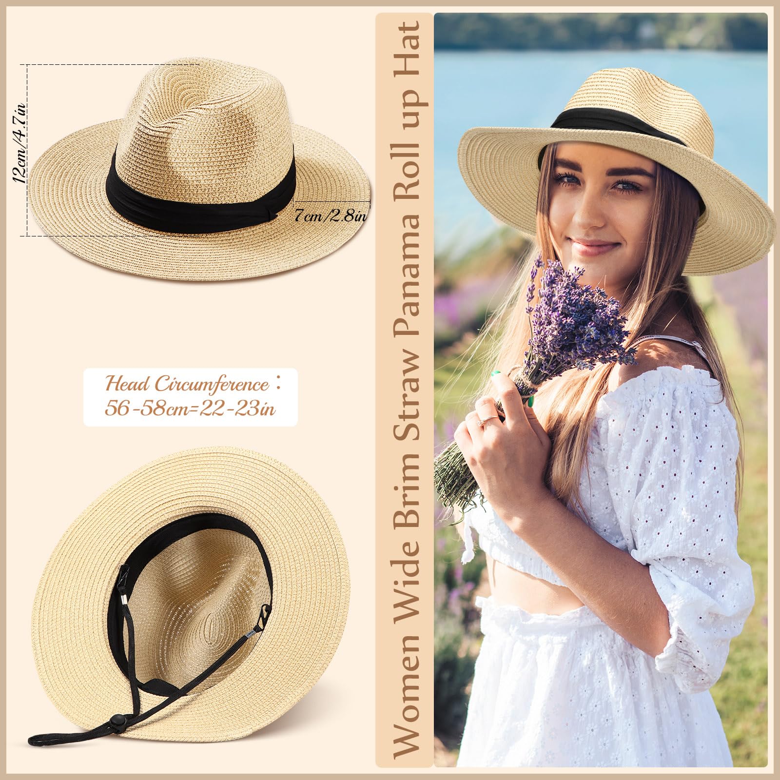 24 Pcs Women Straw Panama Hat Bulk Wide Brim Fedora Beach Sun Hat Summer Straw Hat Fedora Cap Panama Sun Hat for Women Men (Vivid Colors)