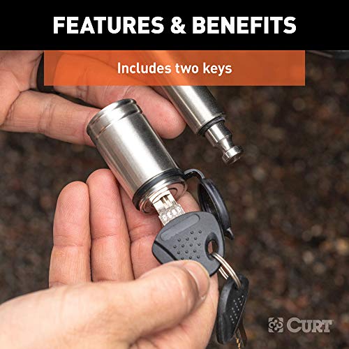 CURT 23516 Stainless Steel Trailer Hitch Lock, 5/8-Inch Pin Diameter, Fits 2-Inch Receiver