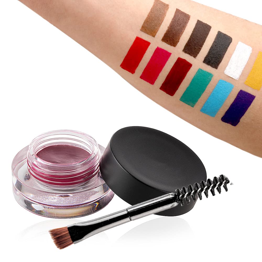 4D Hair Stroke Brow Stamp Brush Set Eyebrow Hair Stroke Brush with Eyebrow Cream Multifunction Ultra-thin Angled Realistic Eyebrow Brush Makeup Kit(Black)