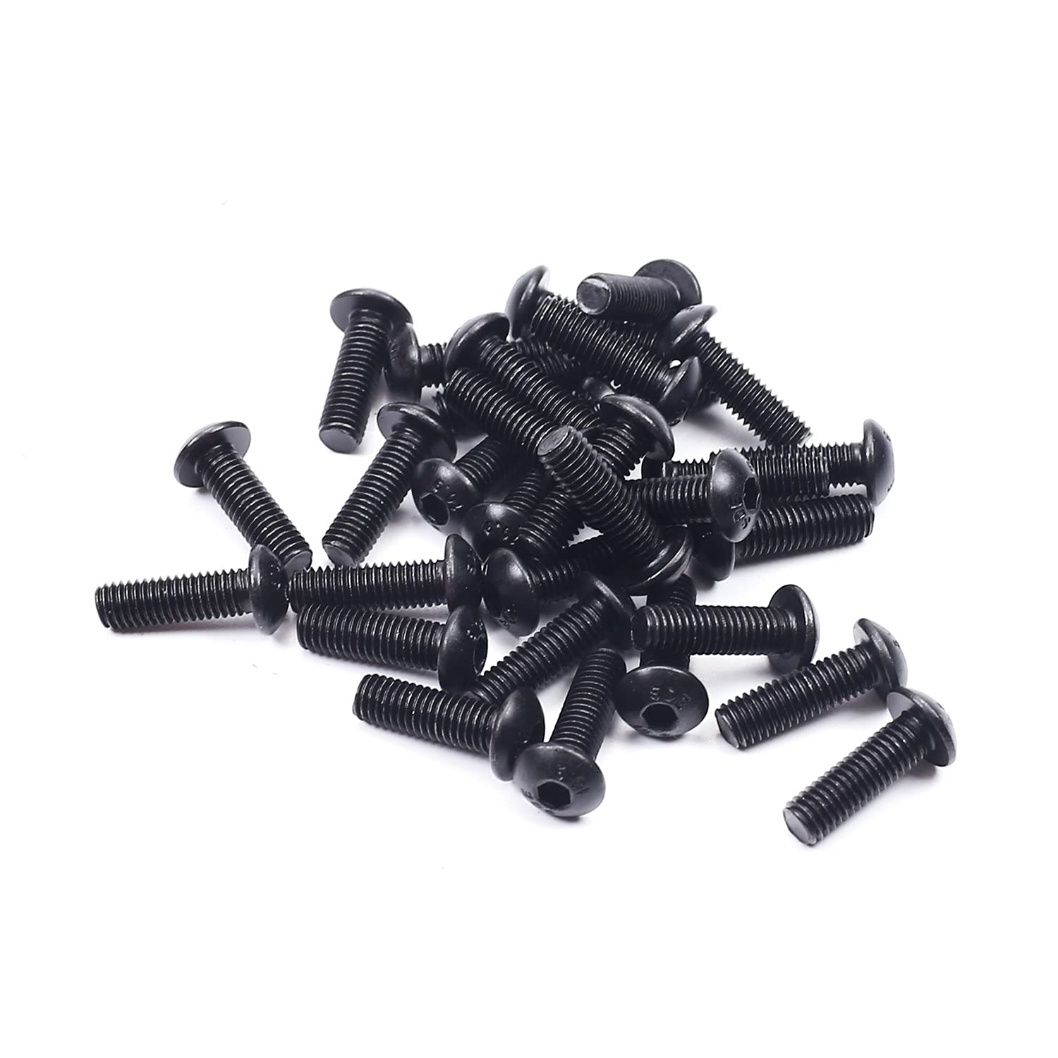 MroMax 50Pcs M5 x 16mm Button Head Socket Cap Bolts Screws, Alloy Steel 10.9 Grade, Allen Socket Drive, Black Oxide Finish, Fully Machine Thread