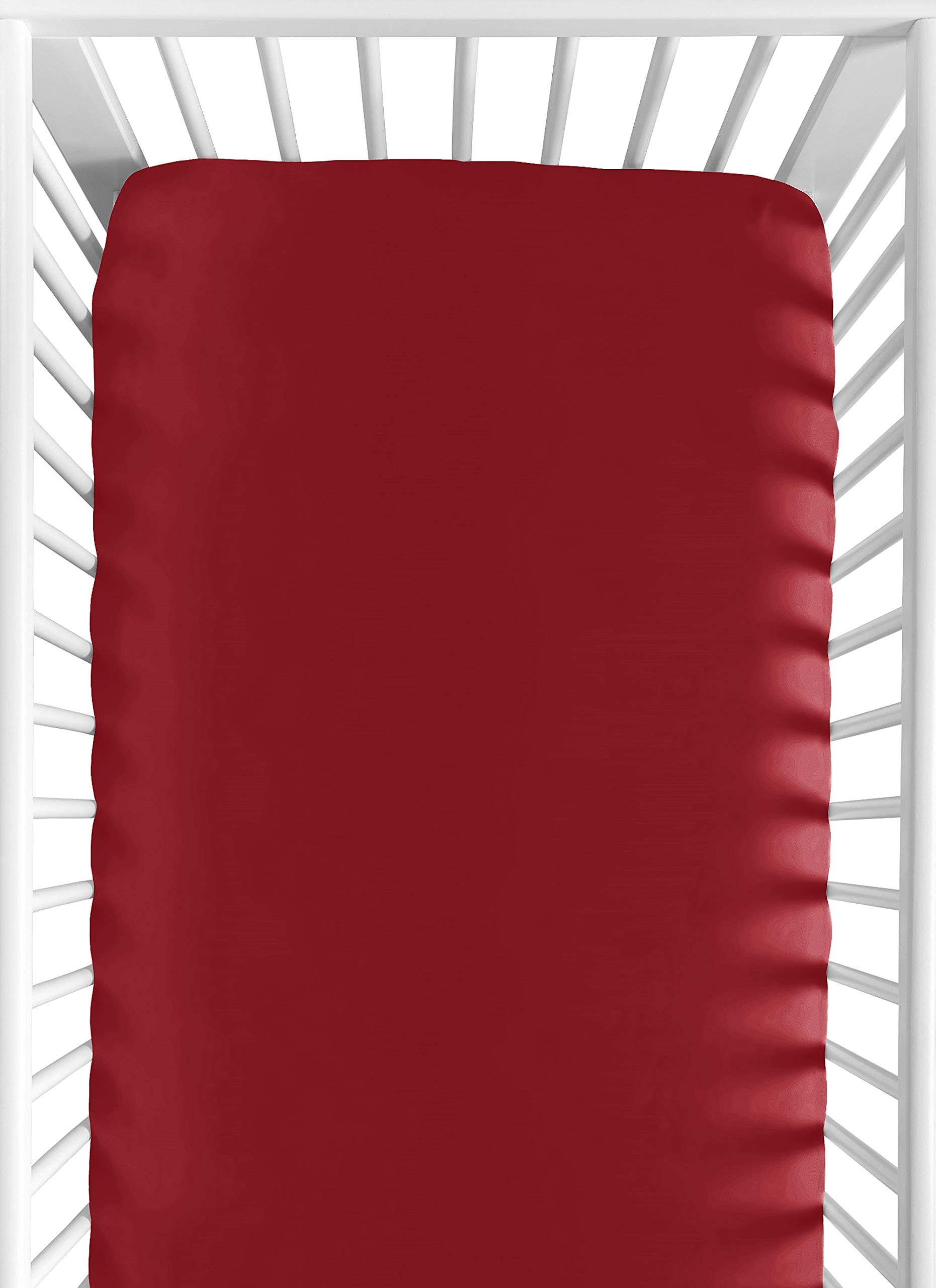 Sweet Jojo Designs Solid Red Baby or Toddler Fitted Crib Sheet for Baseball Patch Sports Collection