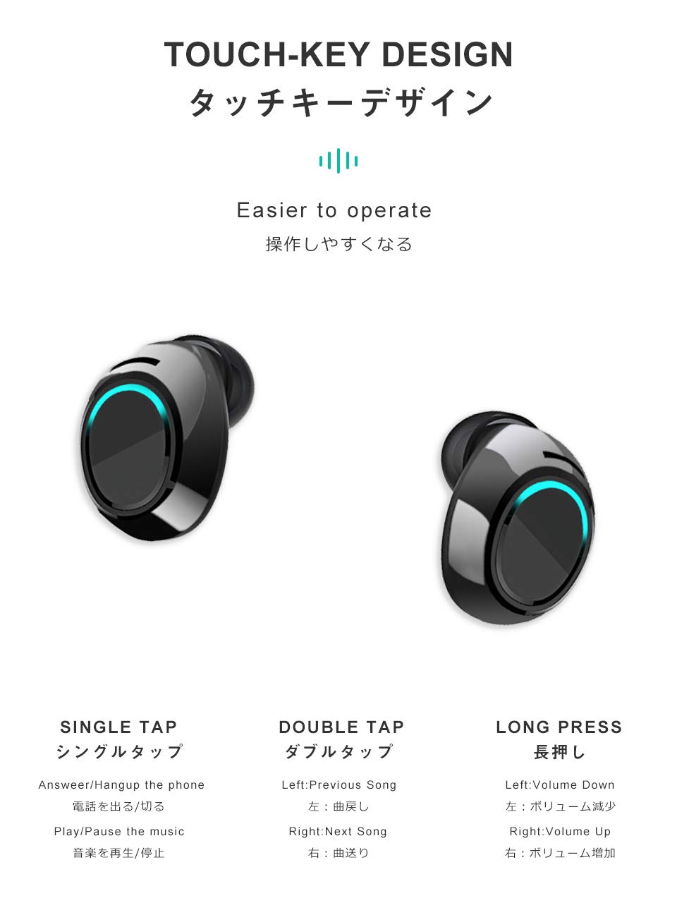 MEES Black True Wireless Earbuds Sports, Bluetooth 5.0 Headphones Waterproof IPX4, Richer Bass HiFi 3D Stereo in-Ear Earphones w/Mic, 3-4 Hours Playback Time, Noise Cancelling Headsets (Auto-Pairing)
