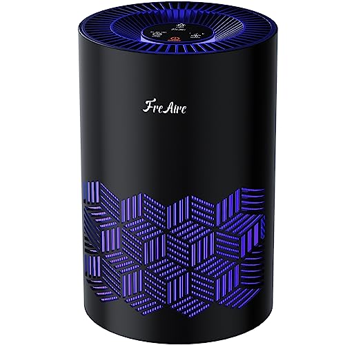 FreAire Air Purifiers for Bedroom, H13 HEPA Air Purifier with RGB Lights Air Purifiers for Pets Dust Smoke Pollen Dander Smell Air Cleaner with Air Filter For Home Office Living Room-Black