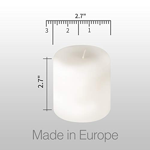 Pillar Candles - 3x3 inch | 25 Hours Burning, 6 Count - White Unscented Smokeless European Pillar Candles - Perfect for Wedding, Parties, Spas, Home Gatherings and Dinner