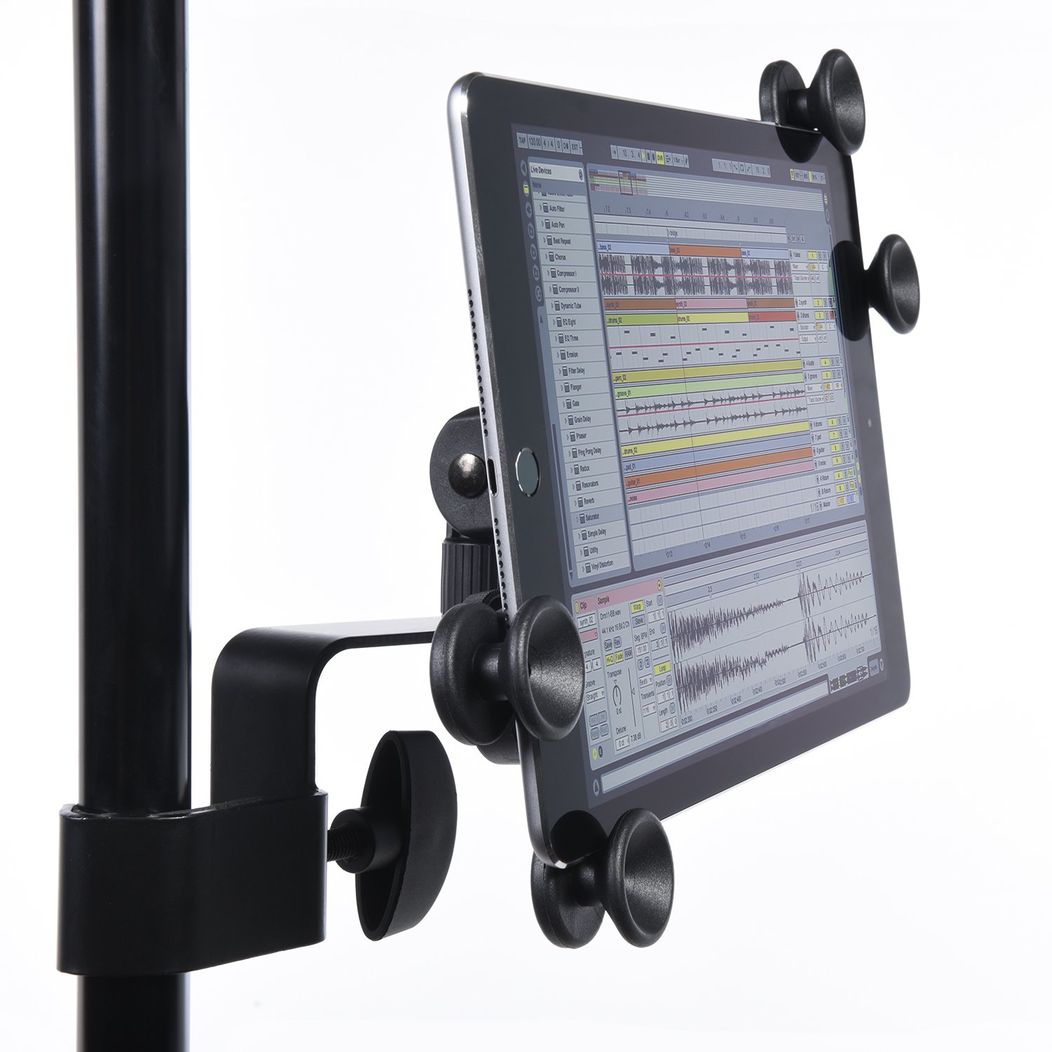 LyxPro TSM1 Microphone Music Stand Mount Holder for Tablet iPhone Ipad Smartphone and Android Adjustable 360 Degree Swivel Tilt Support Arms 3 to 11.5 Inch with Extra Detachable Clip