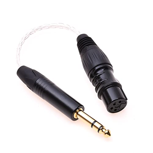GAGACOCC 8 Cores Braid Pcocc Silver Plated Cable 1/4 6.35mm Male to 4-pin XLR Female Balanced Cable Hi-end Headphone Audio Adapter
