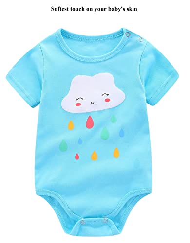 FLORNO Unisex Baby Bodysuits 5-Pack Baby Short Sleeve Bodysuits Onesies Bodysuit Short-Sleeve Bodysuits0 Organic Cotton (9-12 Months)
