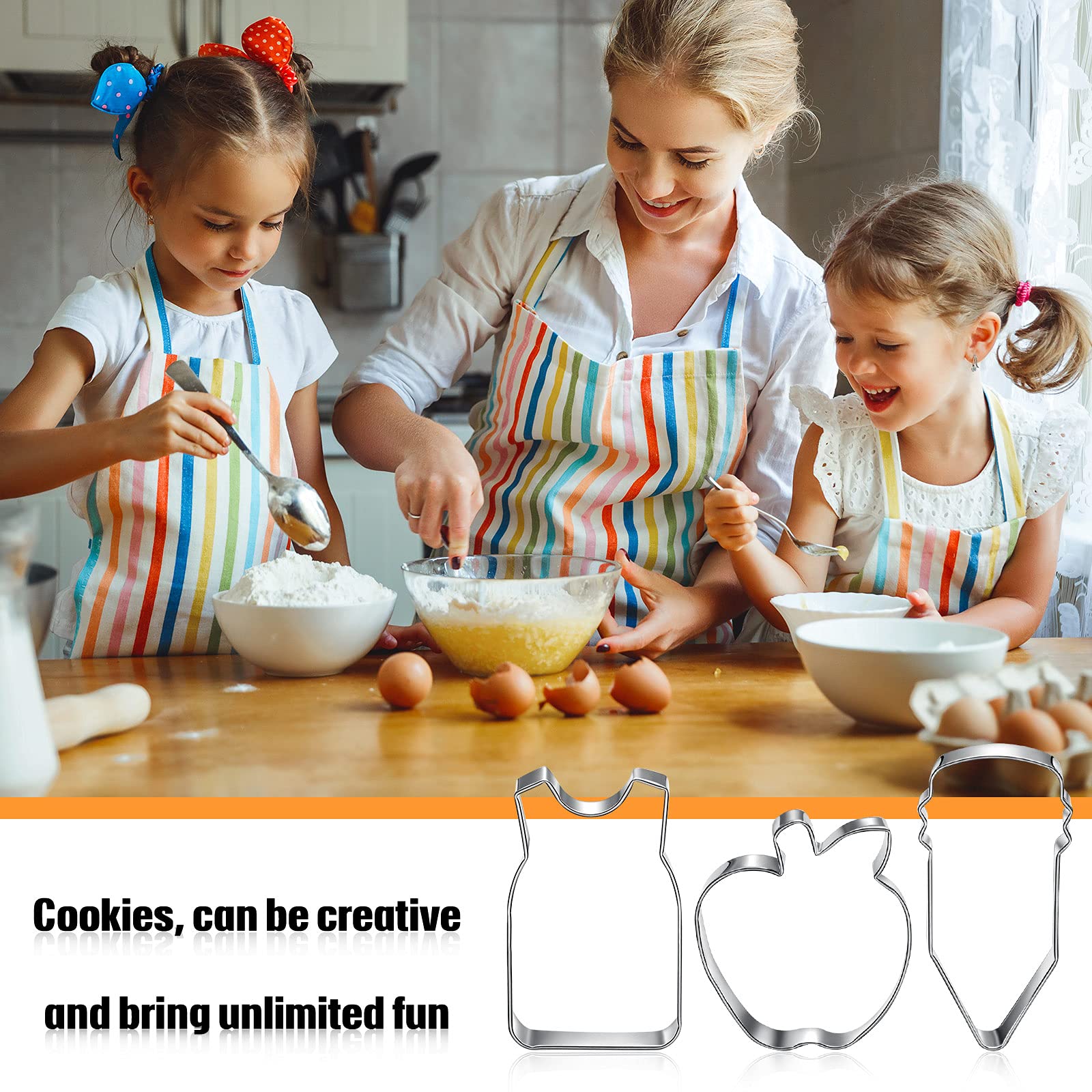 8 Piece Back to School Cookie Cutter Fondant Cutter Shapes Mini Plaque Frame Stainless Steel Biscuit Cutter and 6 Pieces Sugar Stir Needles Sugar Stirring Pins for Kitchen Baking