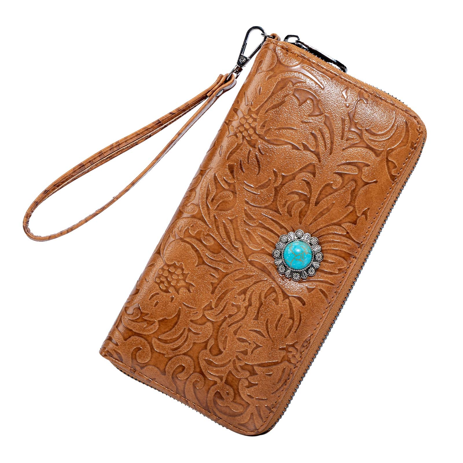 CELELA Western Purse for Women Large Wallets Capacity RFID Card Blocking Christmas Gift Idea Clutch Travel Purse Wristlet Phone Holder Passport with ID Window