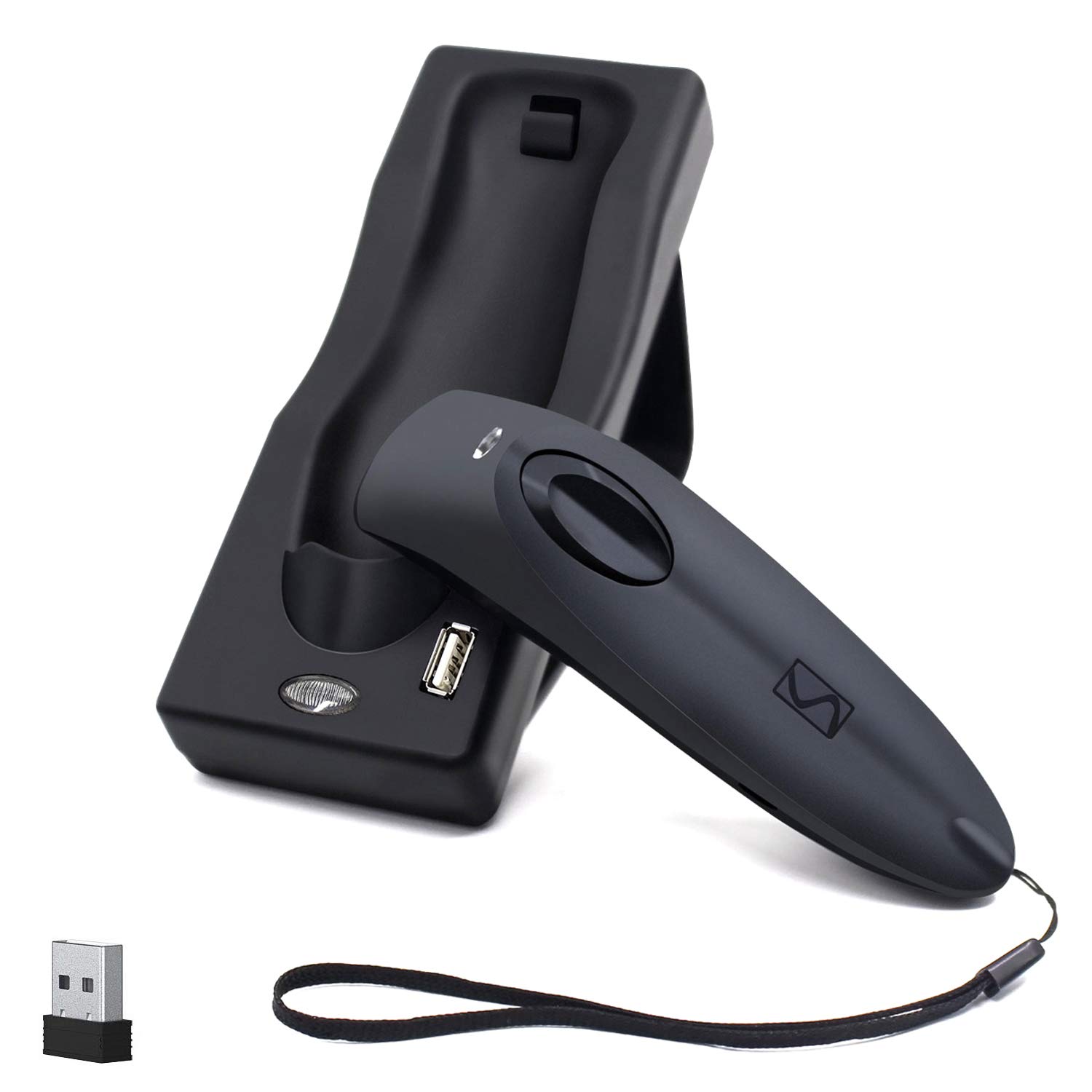 Bluetooth Wireless Barcode Scanner with Stand Handheld Portable USB Bar-Code Reader Scanner with Charging Base with Vibration Alert