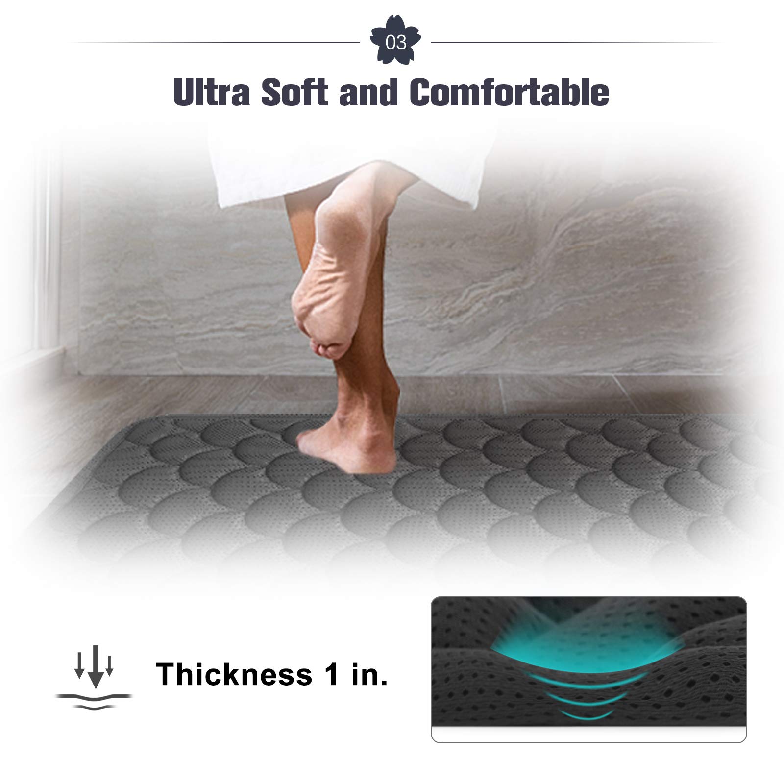 3D Air Mesh Bath Tub Shower Mat Non-Slip Bathtub Mat with Strong Suction Cups Extra Thick Comfortable Bathroom Mat Machine Washable Tub Mat