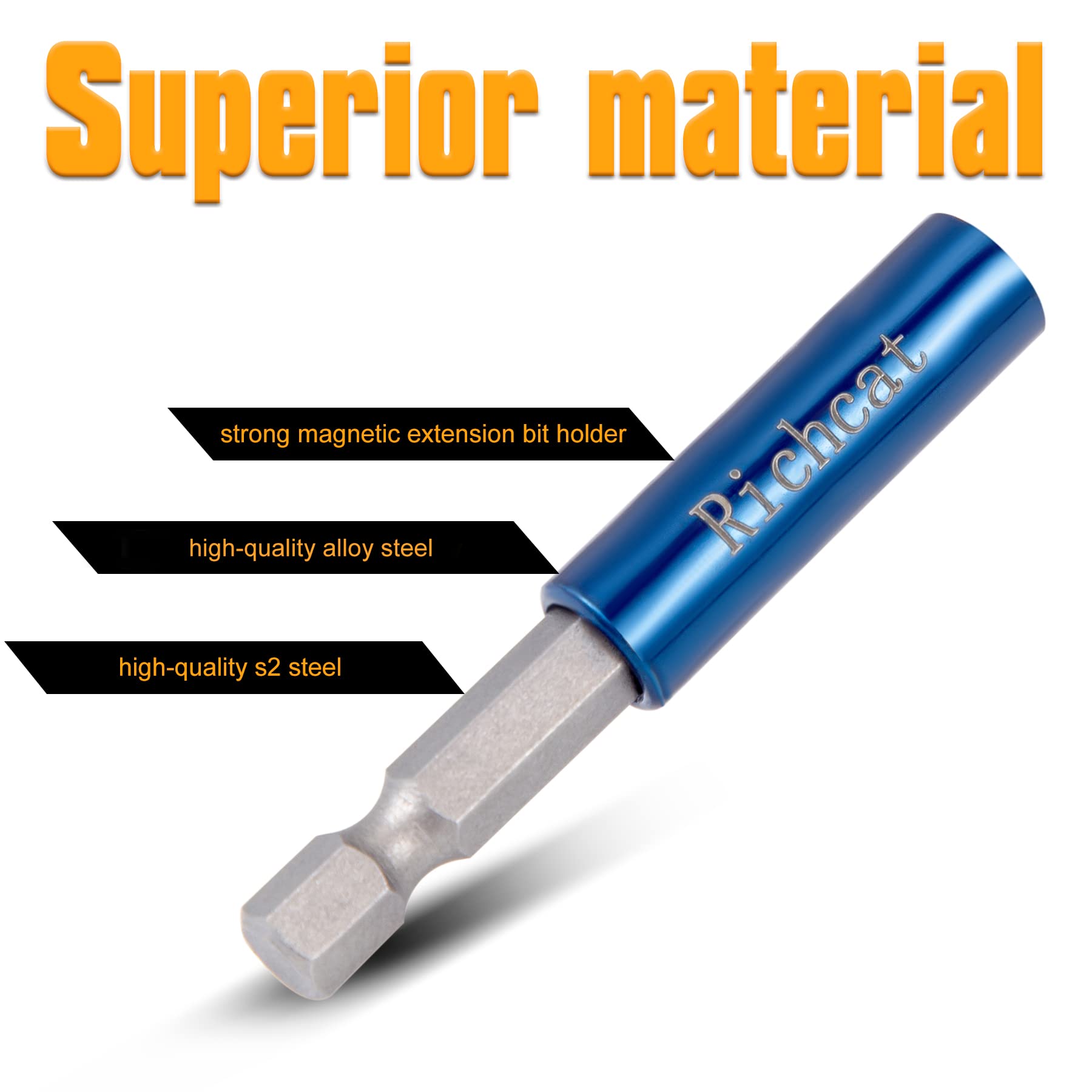 5PCS Magnetic Extension Socket Drill Bit Holder,1/4" Hex Shank S2 Steel,Screwdriver Extension,Quick-Change Hex Shank Set,Screwgun Bit Tip Holder