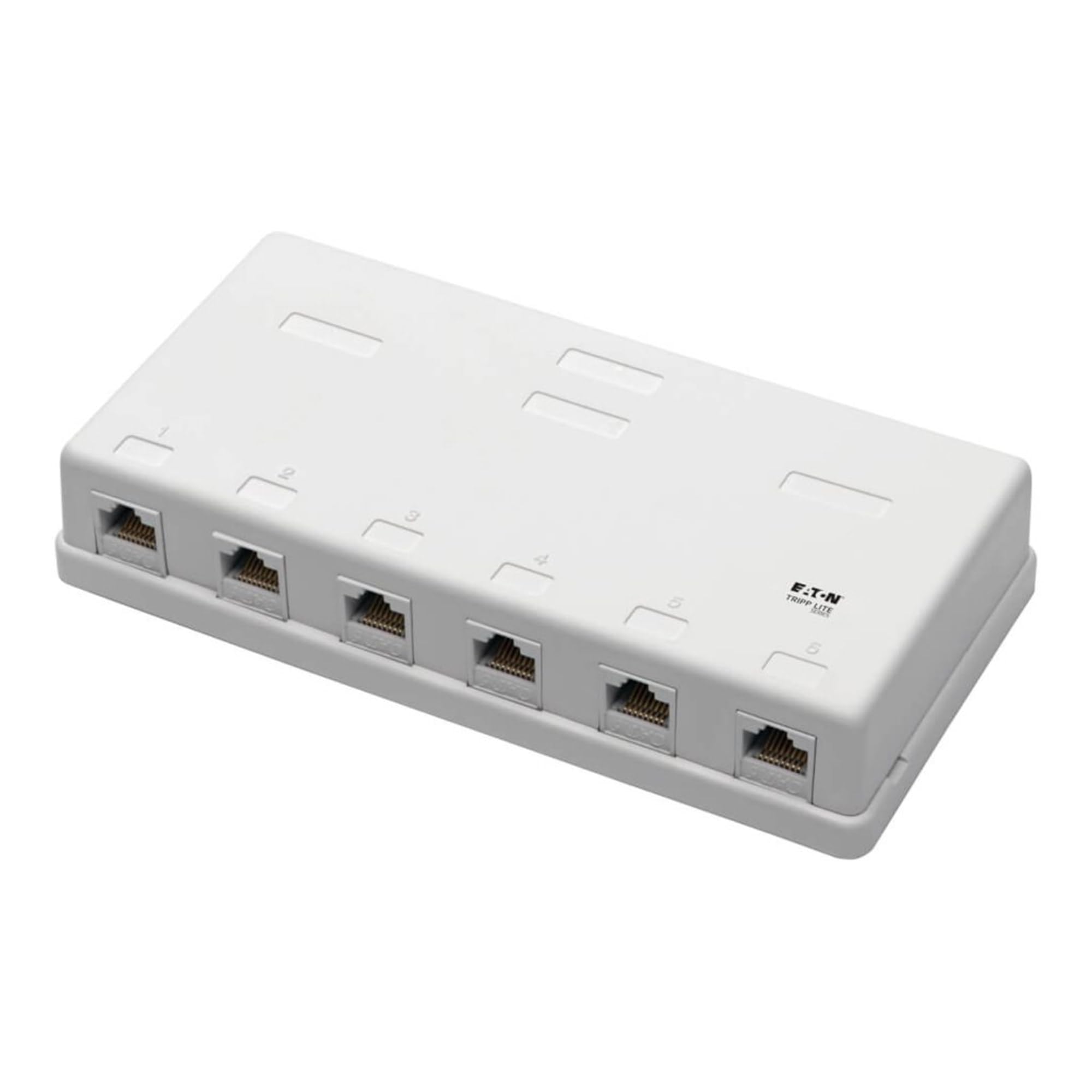 TRIPP LITE Cat6 Surface-Mount Box 6-Port Pre-Configured Unshielded 110 IDC Punchdown RJ45 White, 3-Year Warranty (N236-006-WH)