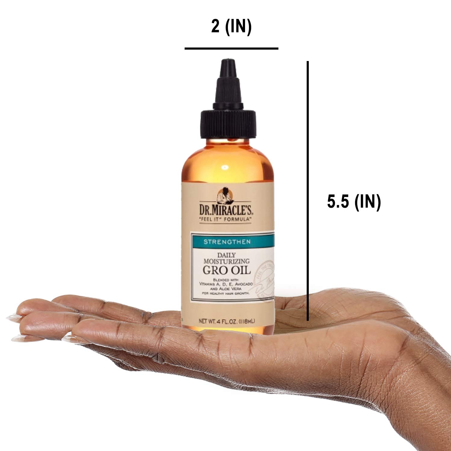 Dr. Miracle's Daily Moisturizing Gro Oil, Blended with Vitamins A, D, E, Avocado & Aloe Vera For Healthy Hair Growth, 4 Ounce
