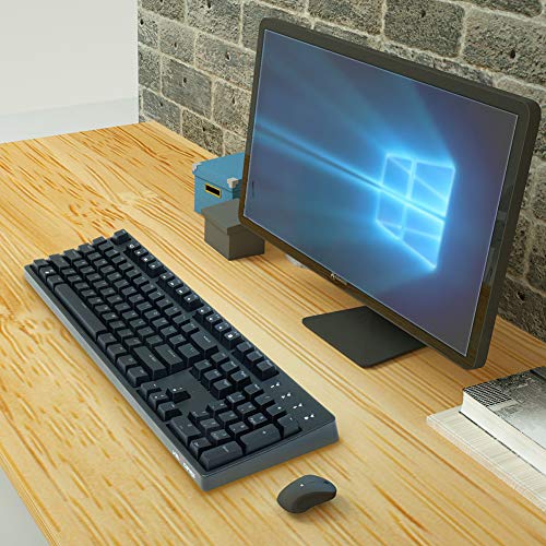 VELOCIFIRE Gaming Keyboard Mechanical, VM02WS 104-key Full Size Gaming Keyboard Ergonomic with Red Switches White Backlit & High Battery Lasting for Copywriters, Typists, Programmer(Black)