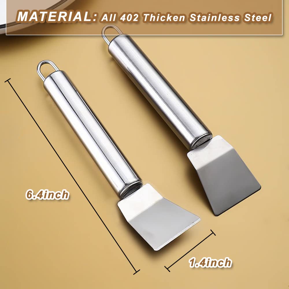 Kitchen Stove Cleaning Brush + Scraper Tool Set, Brass Wire Brushes for Range Hood Grease Grime, Rust Cleaner Heavy Duty Stainless Steel Putty Scraper for Gas Burners Cooktop Pot Pan (Brush + Scraper)