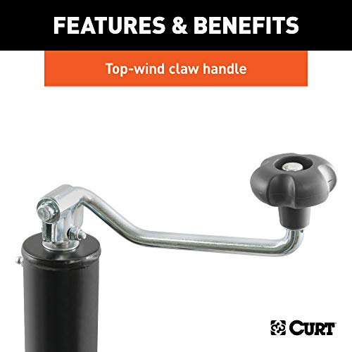 CURT 28350 Weld-On Pipe-Mount Swivel Trailer Jack, 5,000 lbs. 10-3/4 Inches Vertical Travel, CARBIDE BLACK POWDER COAT