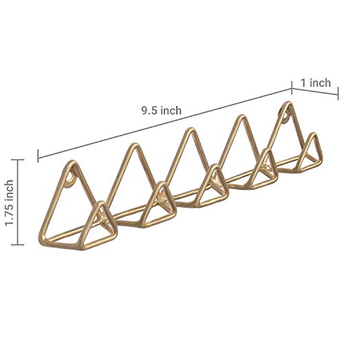 MyGift Modern Gold Metal Wall Key Rack Organizer for Wall with 5 Hooks and Triangle Design