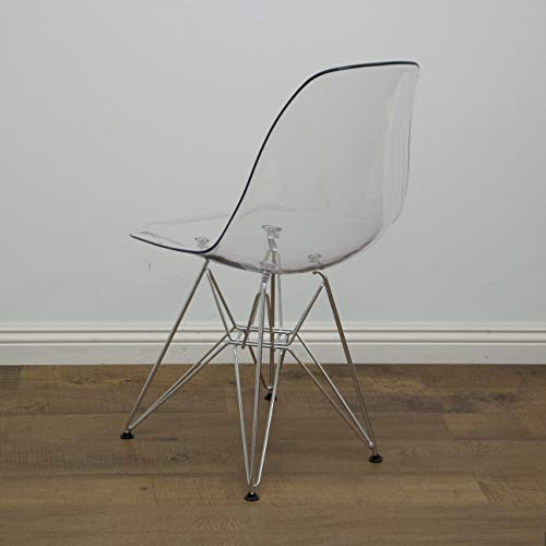 Ergo Furnishings Mid-Century Eiffel Tower Transparent Side Dining Chair Chrome Base (Set of 2)