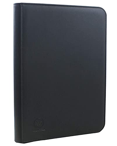WINTRA Premium 360 Pockets Black Zippered Playing Card Binder - Durable Trading Card Holder Album ,9 Pocket Side Loading Card Folder with 20 Sheet Sleeves for Trading and Sports Cards