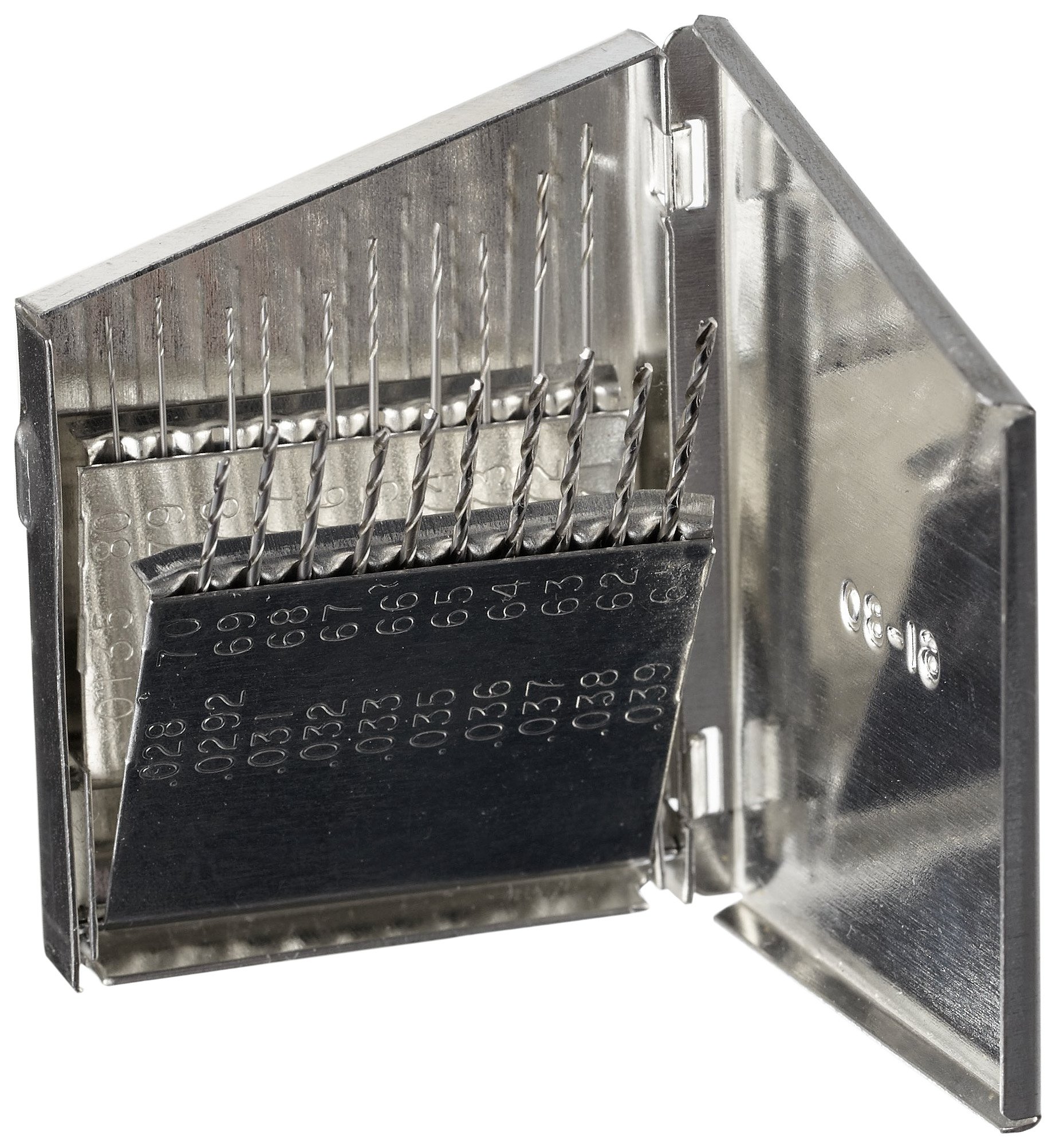 Chicago Latrobe - 57715 150D Series High-Speed Steel Jobber Length Drill Bit Set with Metal Case, Uncoated (Bright) Finish, 118 Degree Conventional Point, Wire Size, 20-piece, #80 - #61