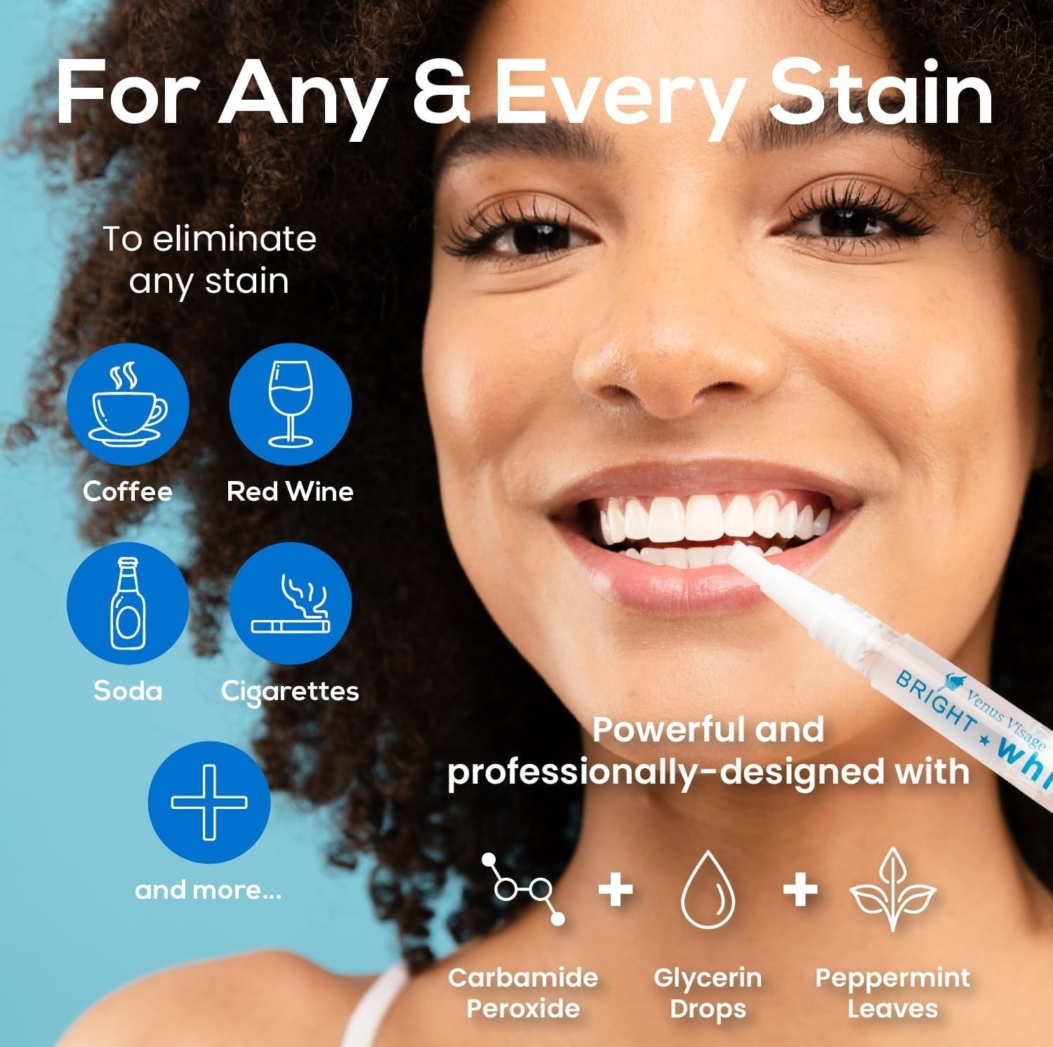 Venus Visage Award Winning Teeth Whitening Pen, 20+ Uses - Teeth whitening Gel Professionally formulated - Best Teeth whitening Gel Pen Teeth Whitener - Low Sensitivity (Mint) (0.07 Fl Oz (Pack of 2))