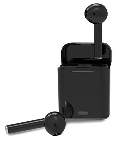Wireless Bluetooth Earbuds - True Wireless Stereo Sound Ear Buds - in-Ear Headphones with More Bass and Clearer Sound - Premium Ear Buds with Charging Case and Cable - Black