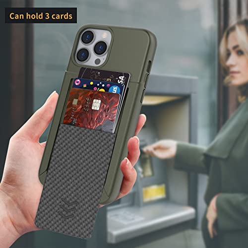 BIBERCAS for iPhone 13 Pro Max Wallet Case, with Card Holder & Camera Protector, [Anti-Scratch Lining][8 FT Anti-Drop], Sliding Card Holder iPhone 13 Pro Max Case 6.7" (Green)