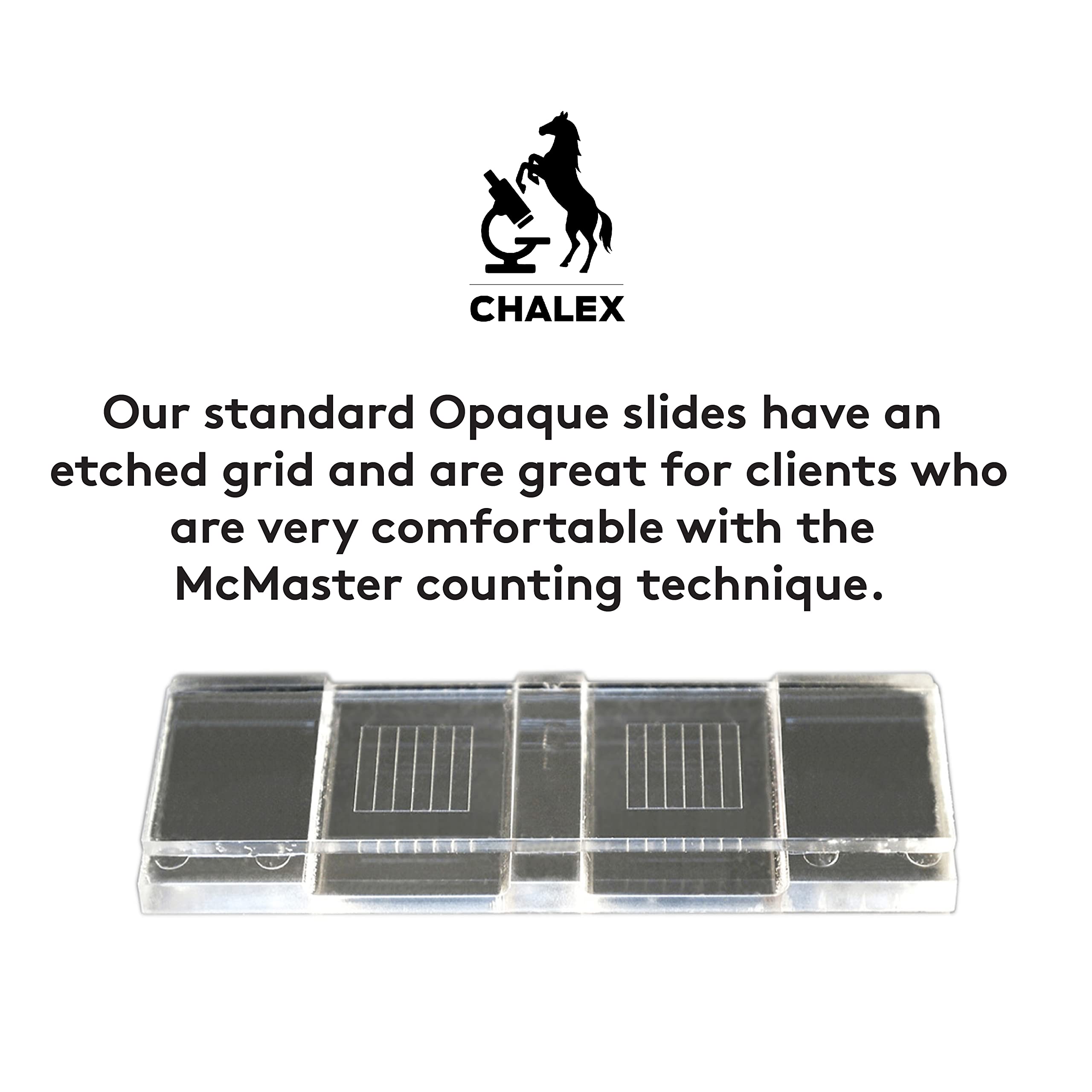 The Original Two-Chamber Opaque McMaster Counting Vet Slide by Chalex, Fecal Sample Worm Egg EPG Count for Parasites in Horses Sheep Cattle and Goats, for Veterinarian and Farm