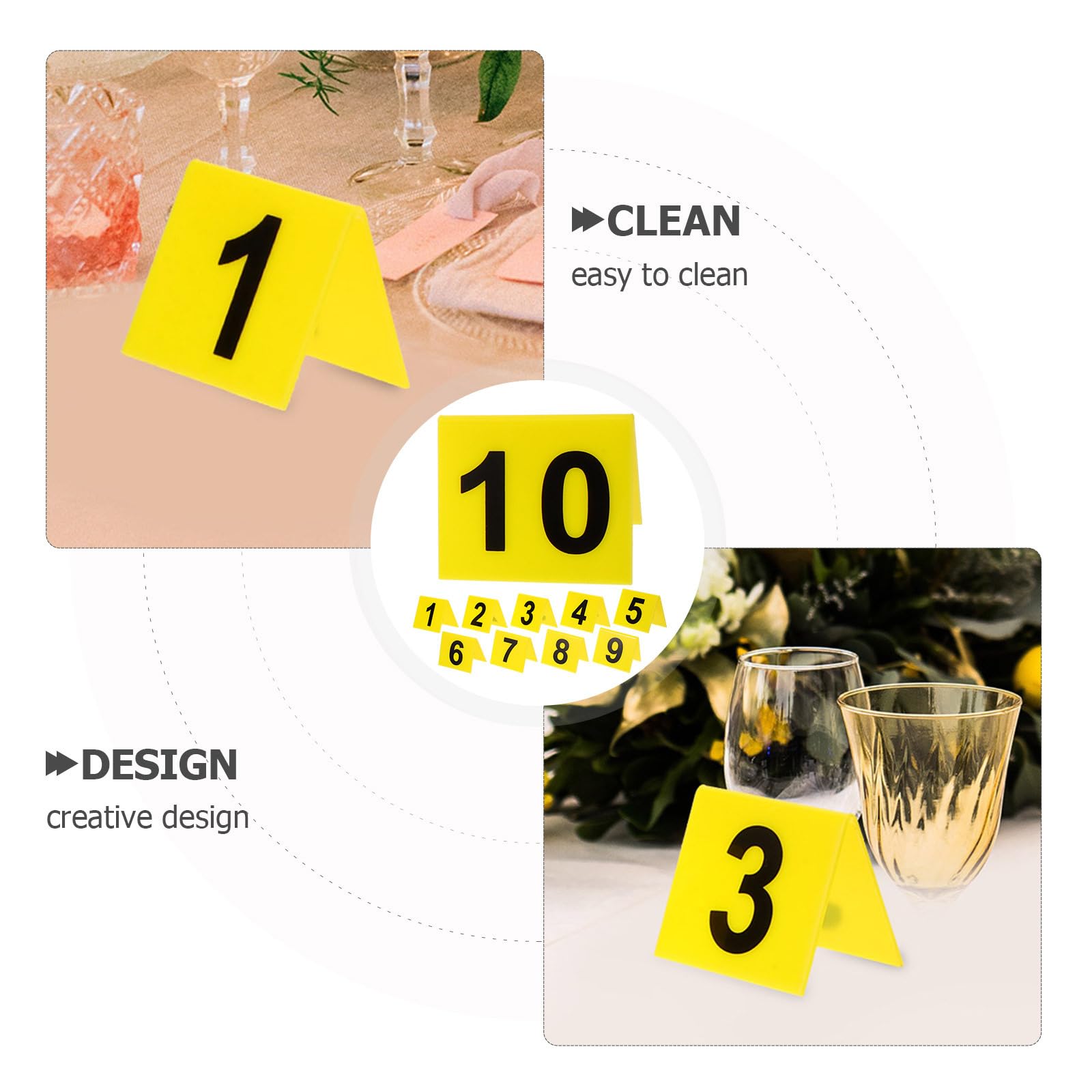 Luxshiny 10pcs Acrylic Tent Table Numbers 1-10 Double Side Numbered Table Tents Restaurant Wedding Table Number Table Tent Numbers Cards Signs Evidence Markers Supplies