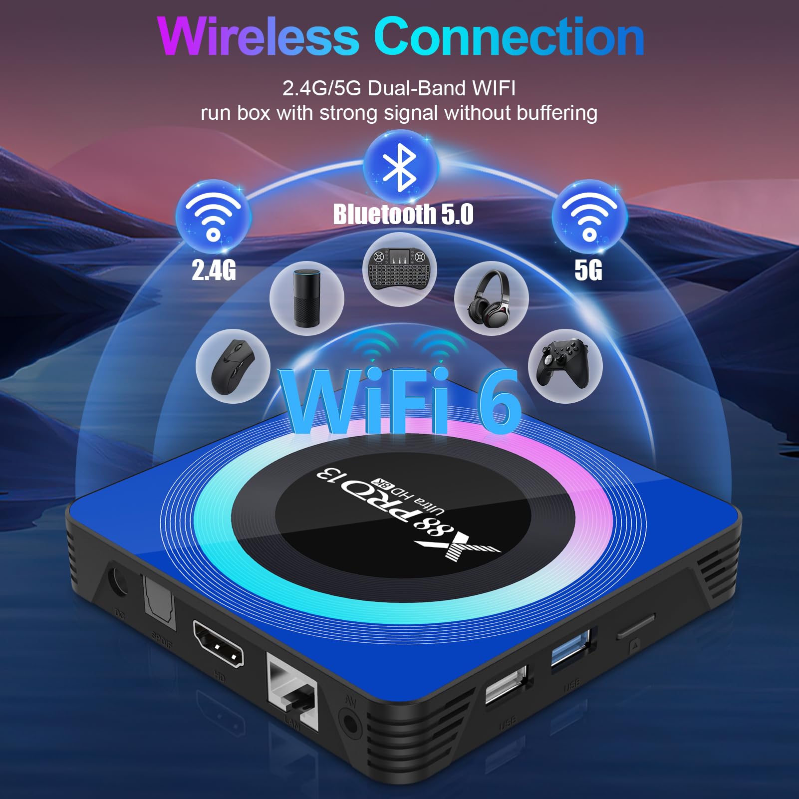 Android 13.0 TV Box,X88 Pro 13 Android Box 4GB RAM 32GB ROM RK3528 Quad-Core ARM Corter-A53 CPU Mali G31 MP2 GP,Supporting Bluetooth 5.0 USB 3.0 LAN 2.4GHz/ 5GHz WiFi 6 Android TV Box 2023