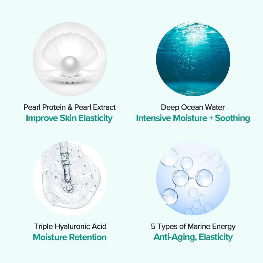 JMsolution Marine Luminous Pearl Deep Moisture 3 Step Skin Care Facial Mask - Korean Skincare - boosting Brightening Moisturizing-10 Sheets for Dry Skin