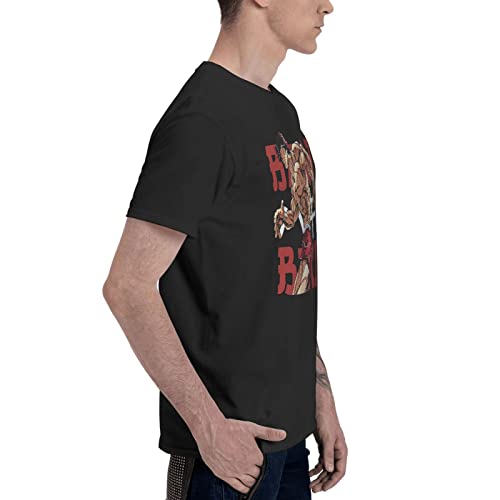 Anime Baki The Grappler Baki Hanma T Shirt Man's Summer Cotton Tee Comfort Round Neck Short Sleeve Clothes Black