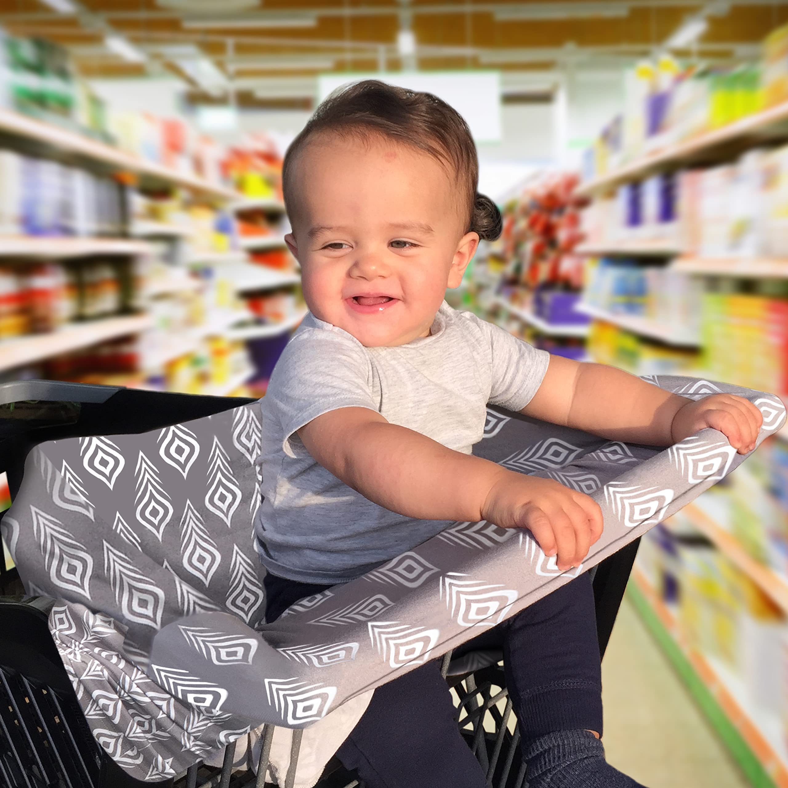 Wendy Bellissimo Multipurpose Shopping Cart and Highchair Cover, Nursing Cover, can be Used as Scarf, Infant Car Seat Cover, Feather Printing