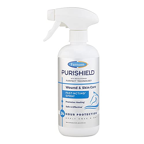 Farnam Purishield Wound & Skin Care Fast Acting Spray, Cleans and Treats Wounds on Horses, Dogs, Cats & Livestock 16 Ounces